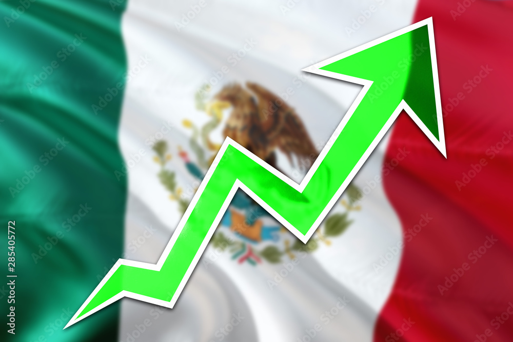 Mexico economy graph is indicating positive growth, green arrow going ...