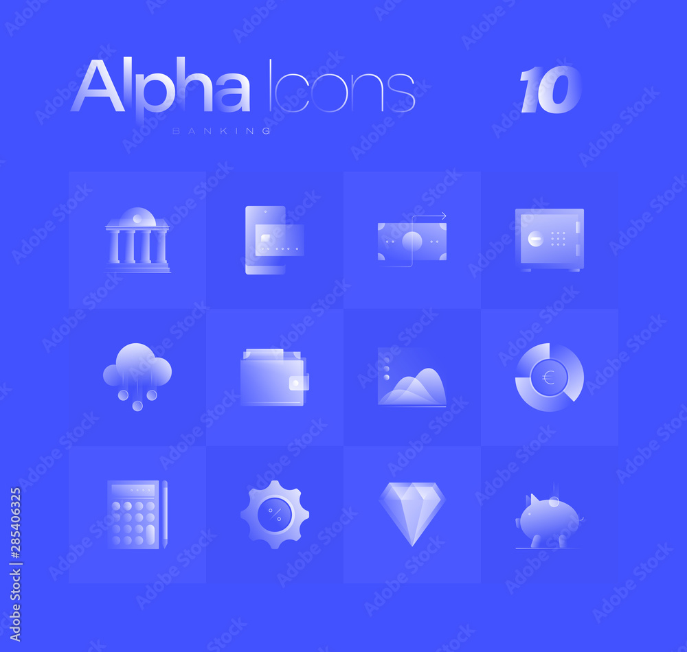 Banking Alpha Icons Set Stock Vector | Adobe Stock