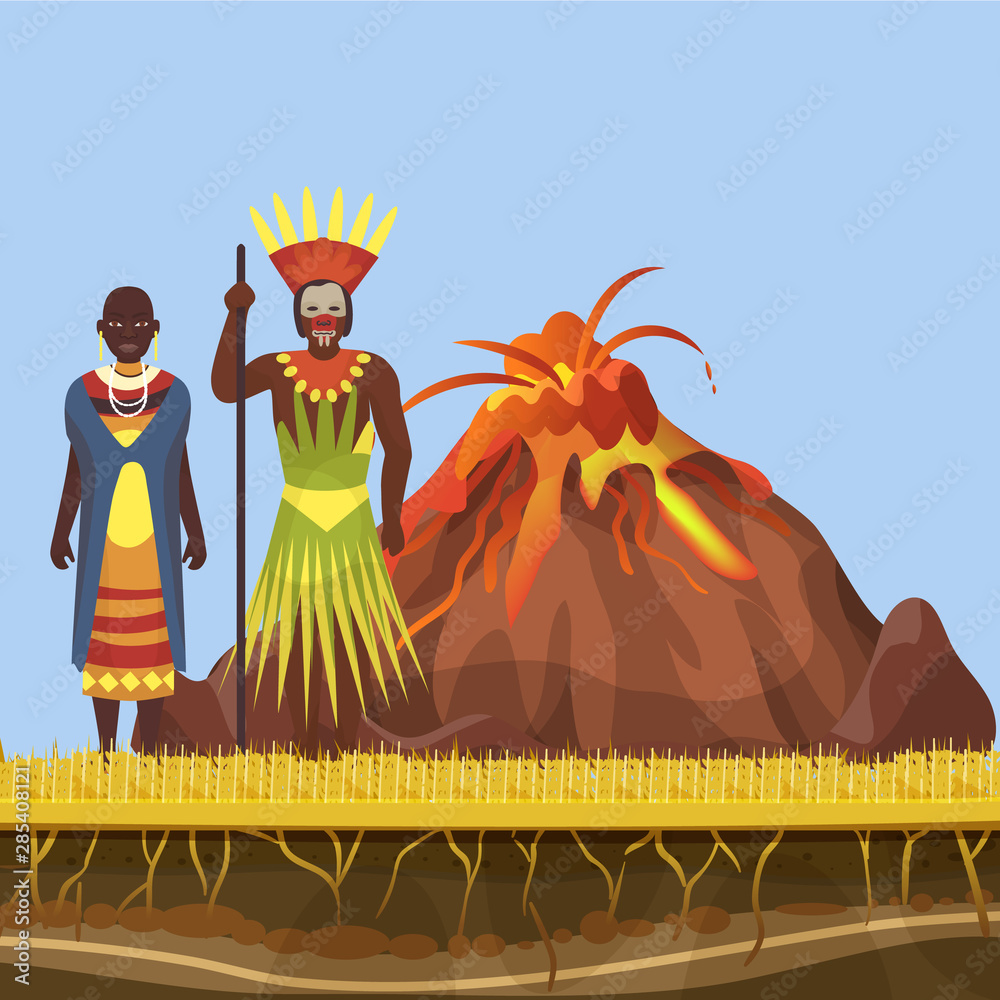 The volcano woke up and spewed out lava, fire and flame in Africa with ...