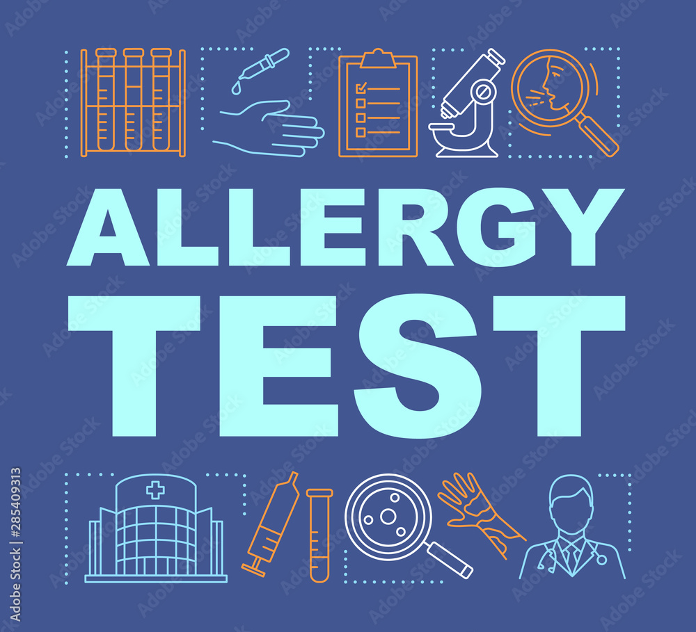 Allergy test word concepts banner. Allergic reactions diagnosis ...