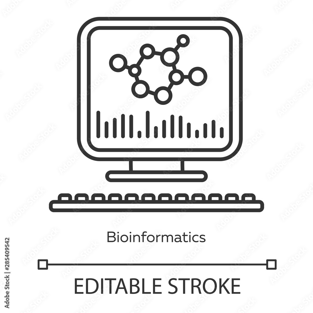 Bioinformatics linear icon. Human genome research. Biological data ... Bioinformatics linear icon. Human genome research. Biological data ...