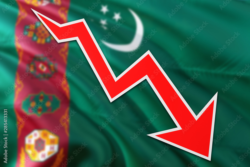 Turkmenistan economy graph is indicating negative growth, red arrow ...