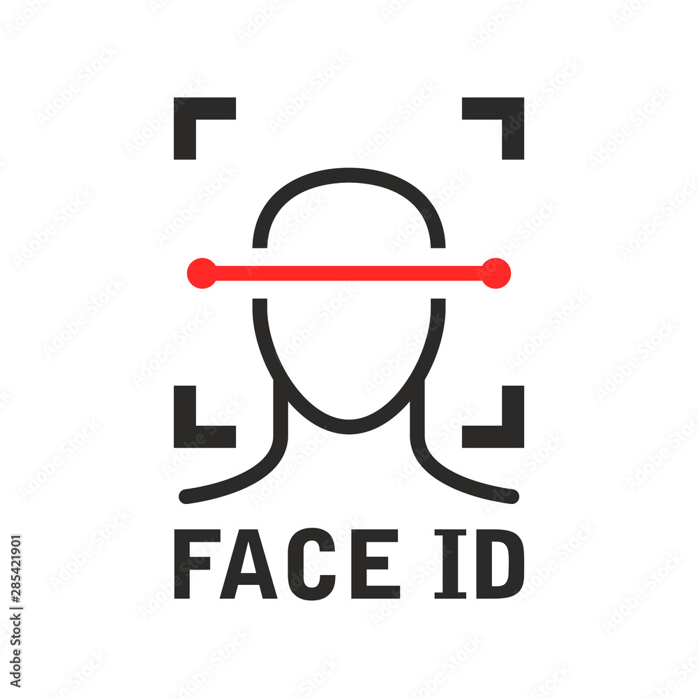 Face id icon - recognition identification scan system, face scanning ...