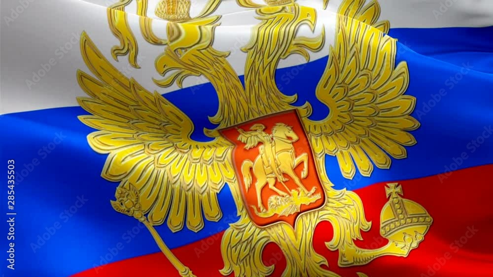 Russian Federation flag waving in wind video footage Full HD. Realistic ...