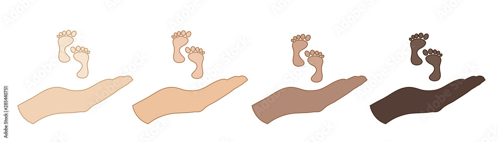 Vector illustration of a hand in a defensive gesture protecting a baby ...