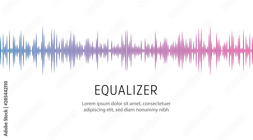 Equalizer poster template. Sound wave or radio wave, vector ...