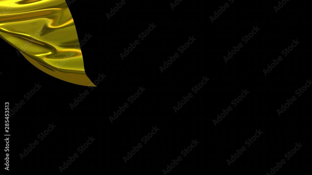 3d render of tearing off the screen of a golden gift film or foil from ...