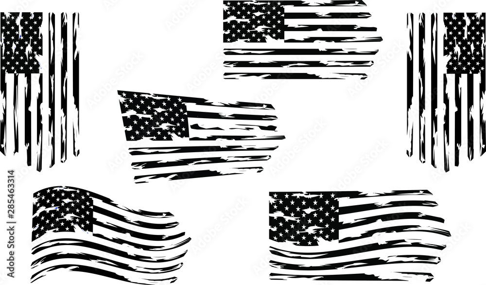 Distressed american flag set eps Clip Art, set. Only commercial use ...