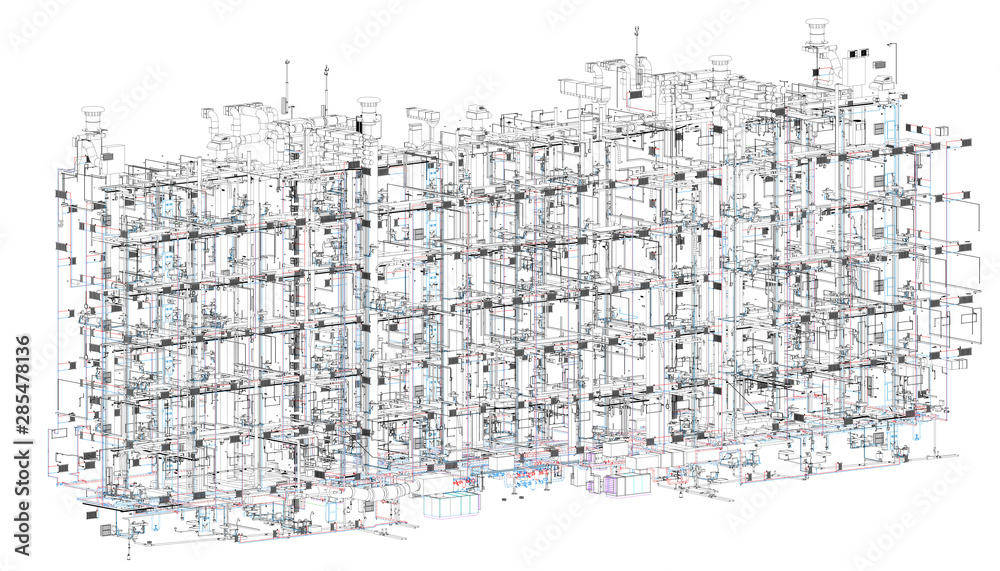 BIM model conceptual visualization of the utilities of the building at ...