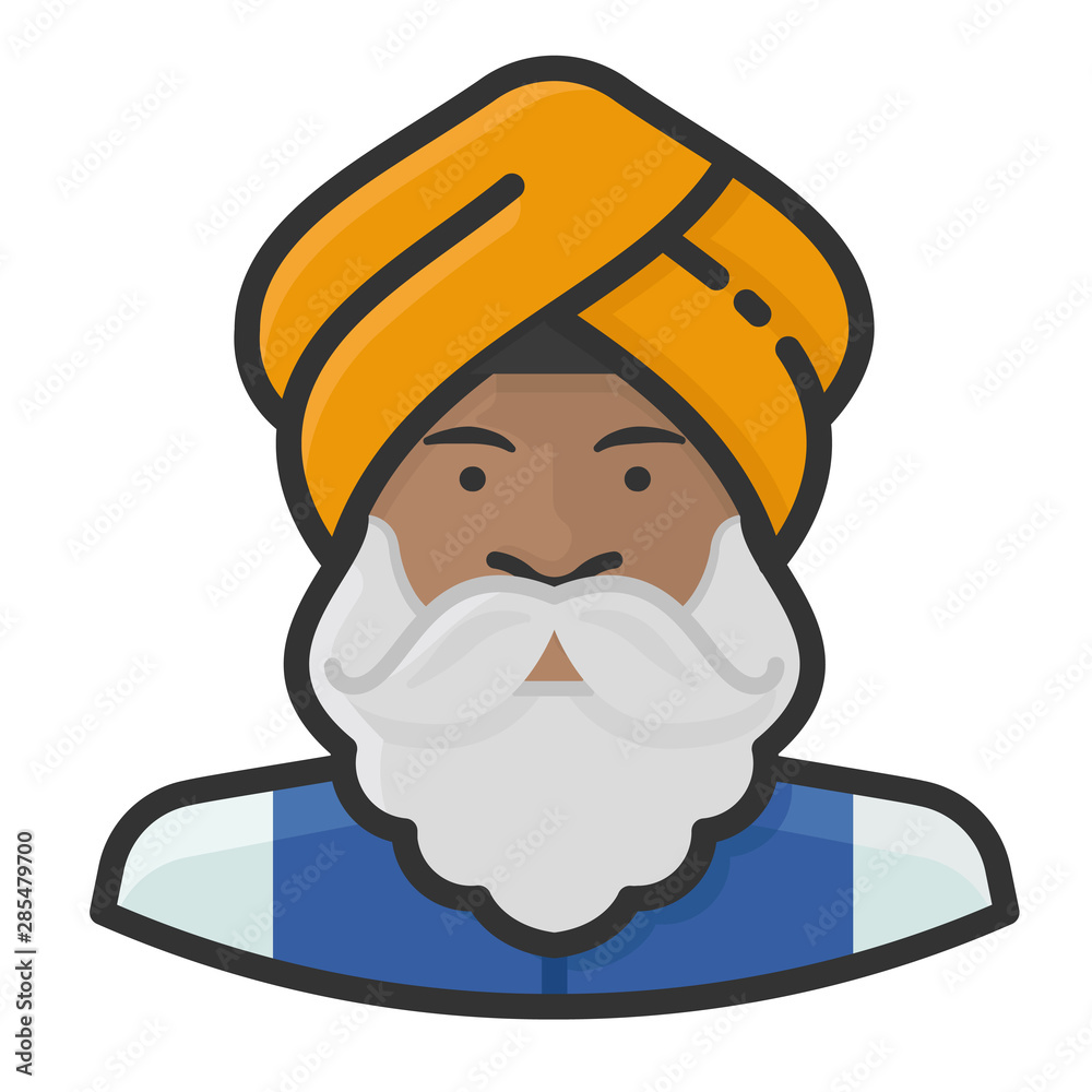 indian sikh turban beard avatar icon Stock Vector | Adobe Stock
