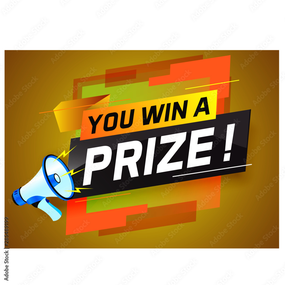 you win prize word concept vector illustration with megaphone and 3d ...