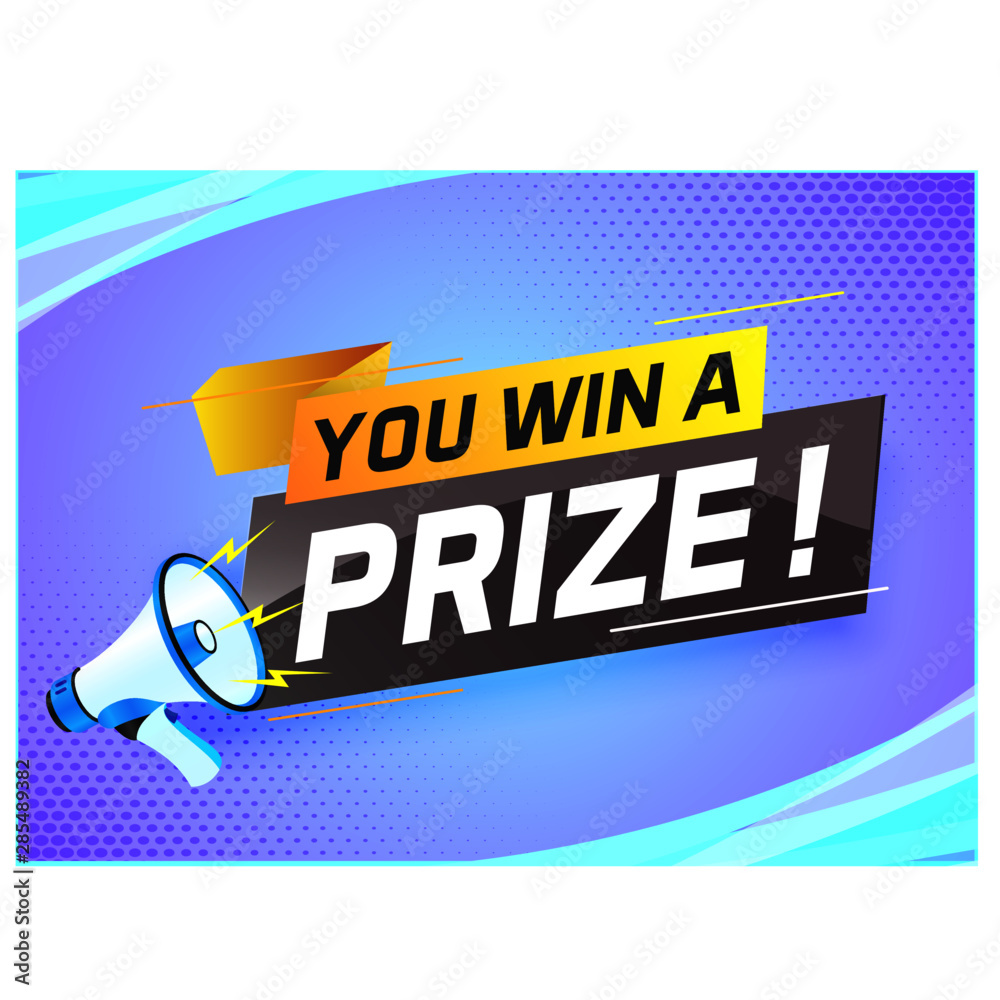 you win prize word concept vector illustration with megaphone and 3d ...