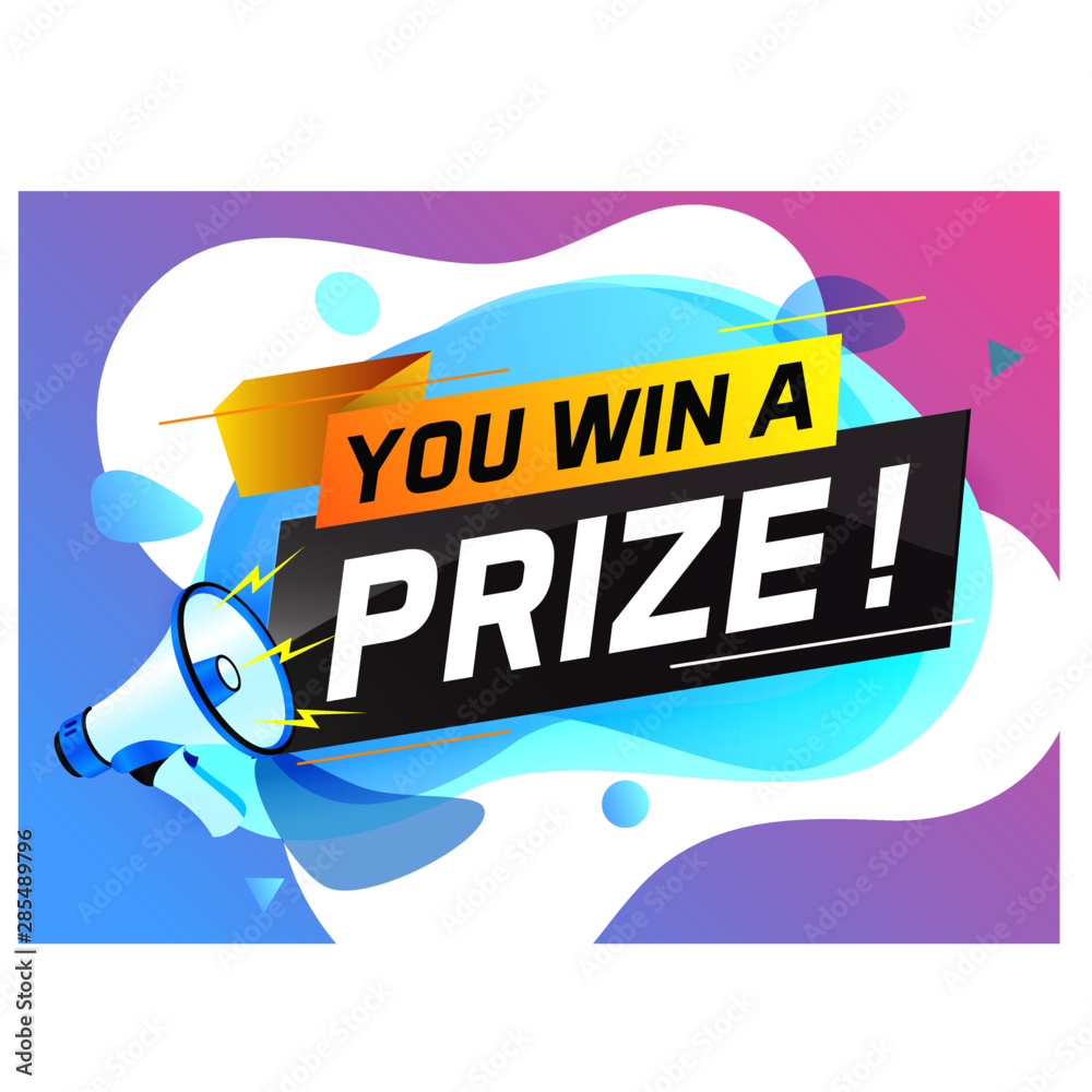 you win prize word concept vector illustration with megaphone and 3d ...