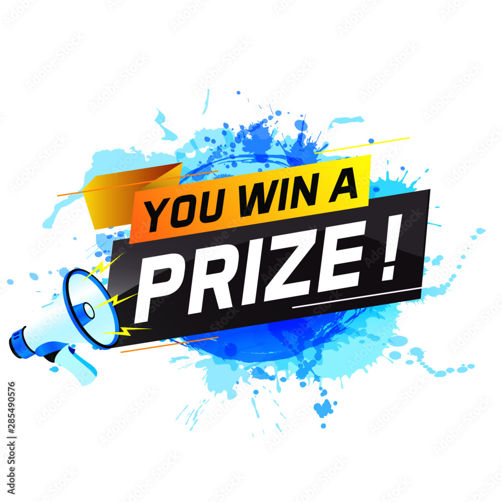 you win prize word concept vector illustration with megaphone and 3d ...
