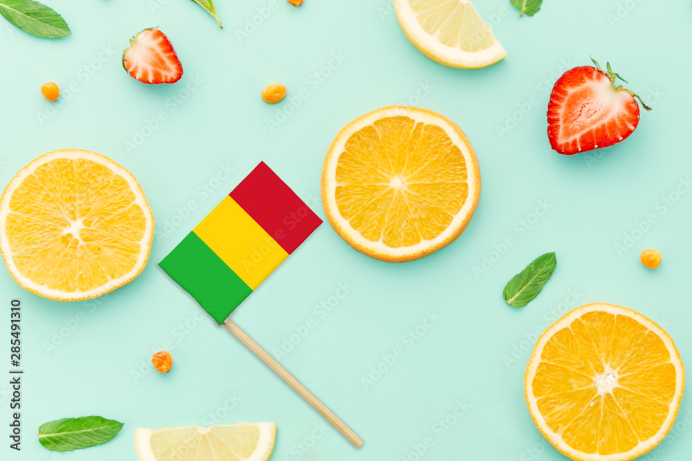Mali Paper Stick Flag. National summer fruits concept, local food ...