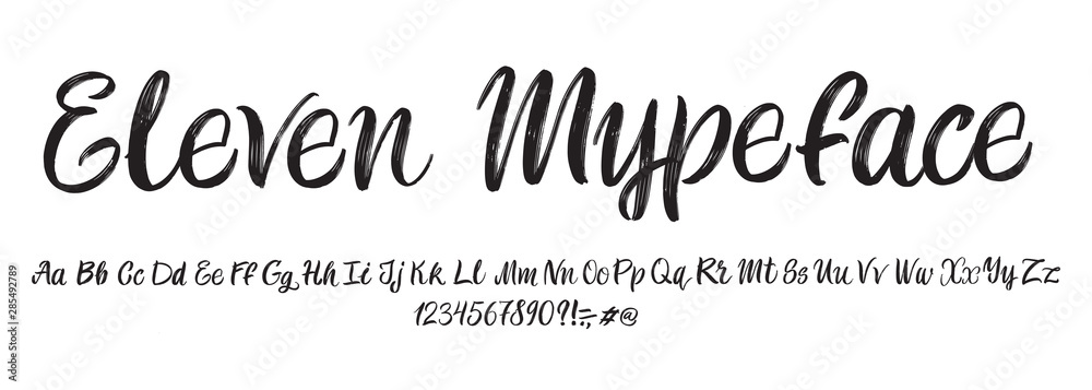 Hand drawn typeface on white background. Painted vector characters ...