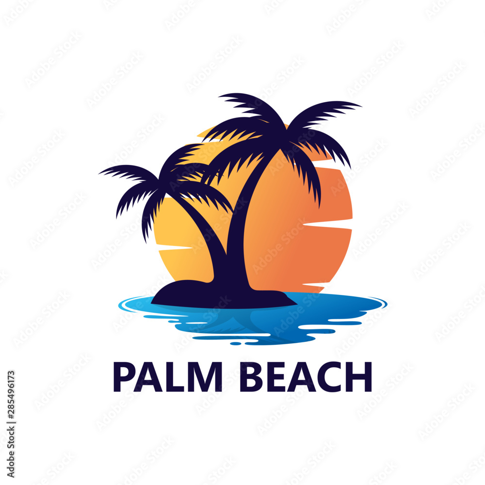 Palm Beach Logo Template Design Vector, Emblem, Design Concept ...