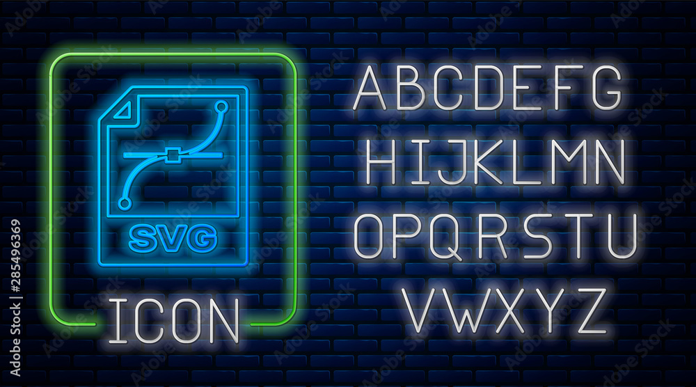 Glowing neon SVG file document. Download svg button icon isolated on ... Glowing neon SVG file document. Download svg button icon isolated on ...