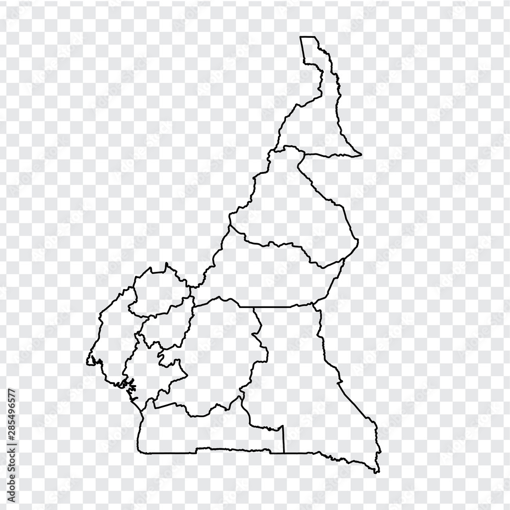 Blank map Republic of Cameroon. High quality map of Cameroon with ...