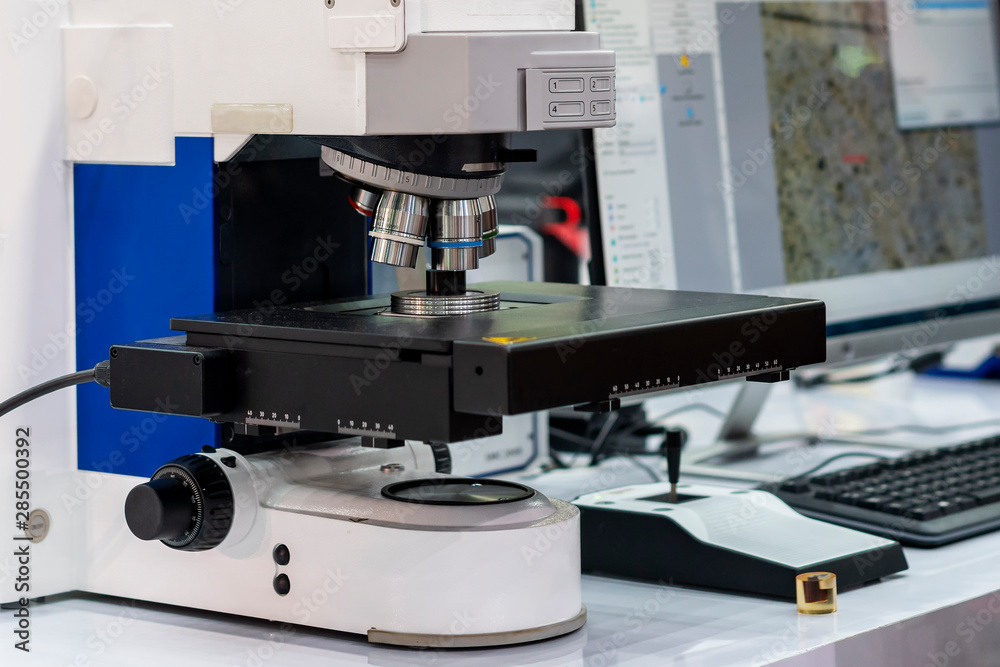 Close up sample or specimen during inspection by modern and accuracy ...