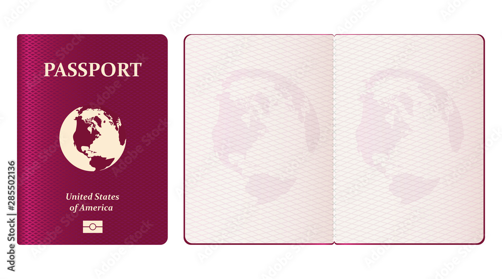 Realistic passport vector design illustration isolated on white ...