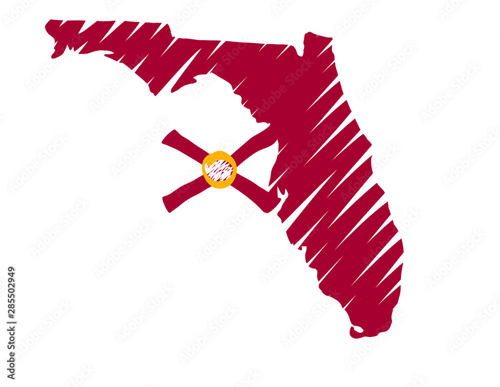 Florida map colored flag vector illustration of the country and its ...