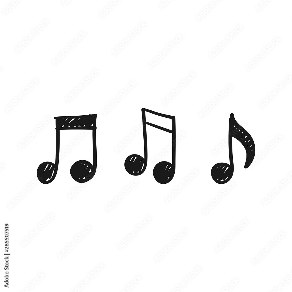 Music note doodles. Set of musical melody symbols. Hand drawn ...