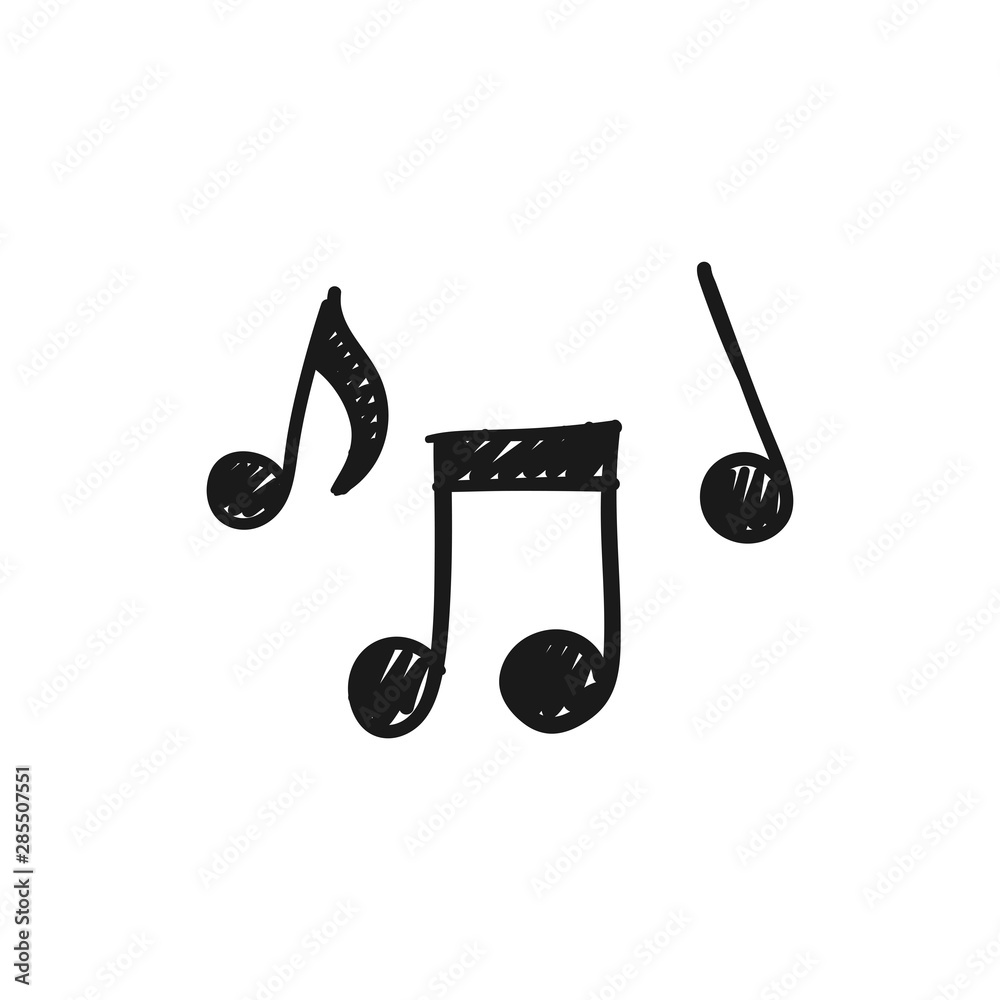 Music note doodles. Set of musical melody symbols. Hand drawn ...