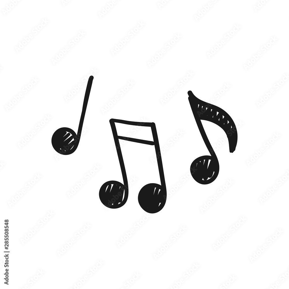 Music note doodles. Set of musical melody symbols. Hand drawn ...