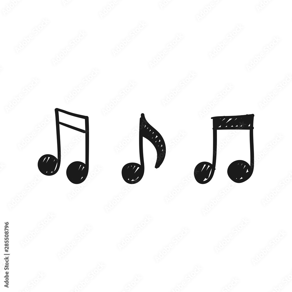 Music note doodles. Set of musical melody symbols. Hand drawn ...