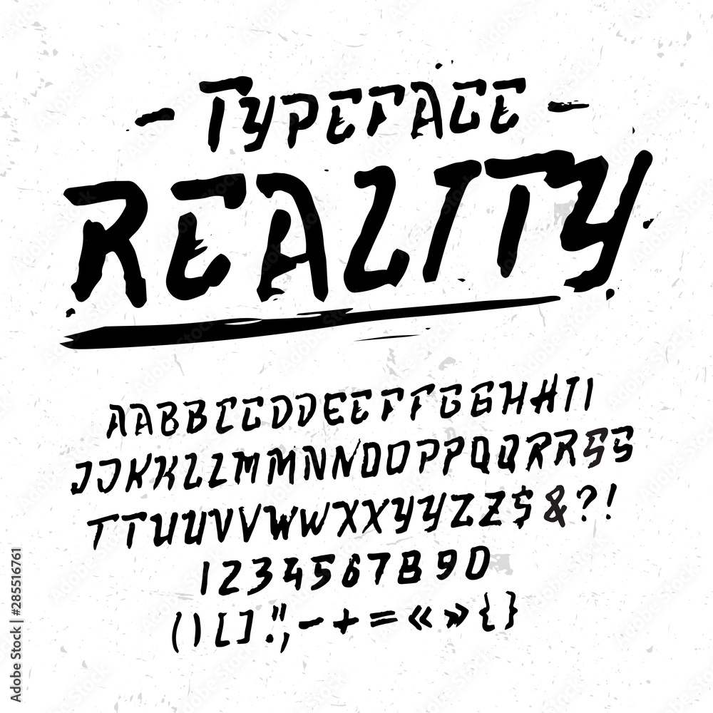 Font Reality. Hand crafted modern typeface design. Handmade display ...