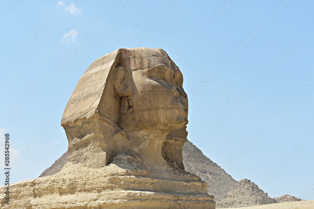 The head of the Great Sphinx of Giza, Cairo, Egypt. The Great Sphinx of ...