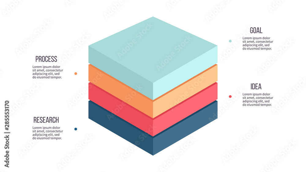 Business infographics. Chart with 4 steps, options, layers, levels ...