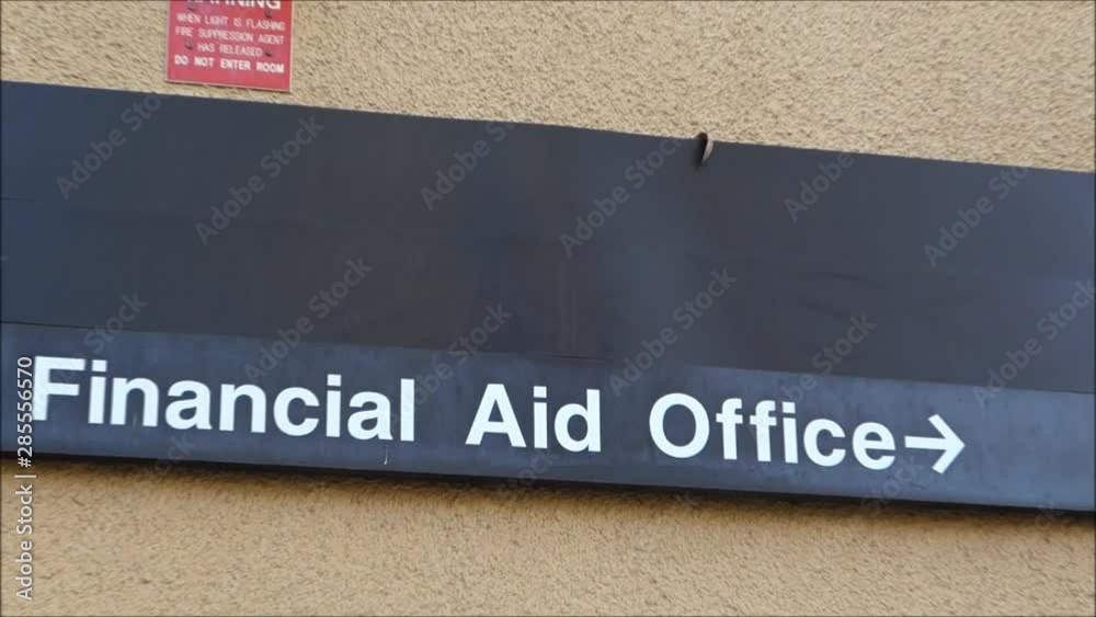 Zoom in on financial aid sign Stock Video | Adobe Stock
