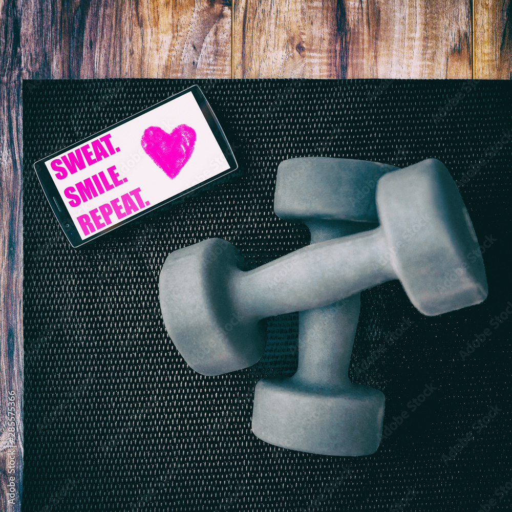 Gym fitness motivation quote SWEAT SMILE REPEAT photo for instagram ...