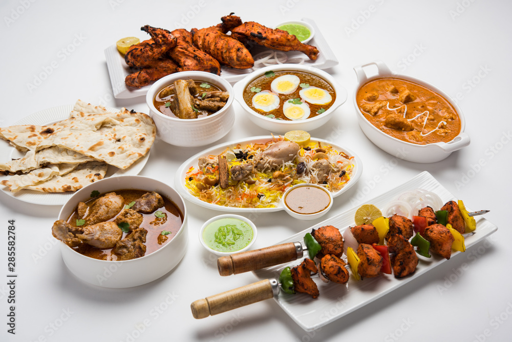 Assorted Indian Non Vegetarian food recipe served in a group. Includes ...