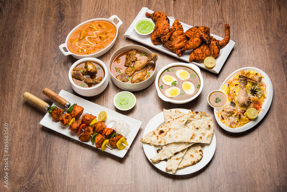 Assorted Indian Non Vegetarian food recipe served in a group. Includes ...