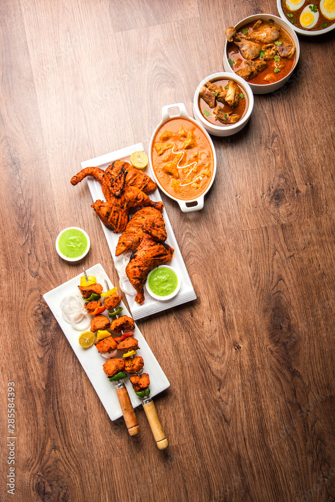 Assorted Indian Non Vegetarian food recipe served in a group. Includes ...
