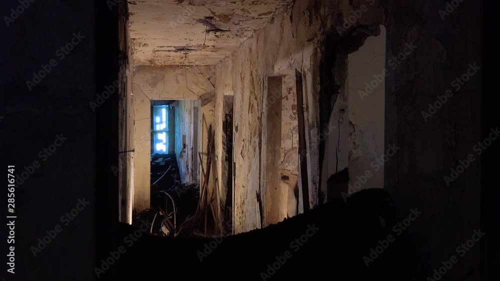 Interior ruins of houses buried under ash and lava during Eldfell ...