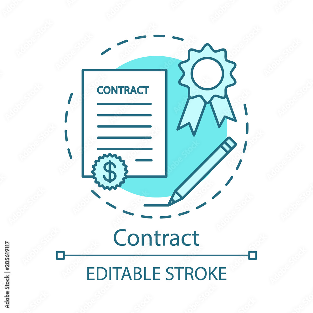 Contract concept icon. Legal agreement idea thin line illustration ...