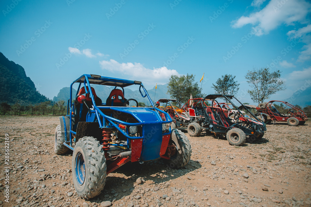 Buggy tour in the jungle at Vang Vieng, Laos, Concept of adventure ...