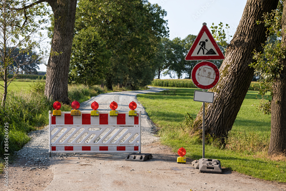 Blocked road, road construction site Stock Photo | Adobe Stock