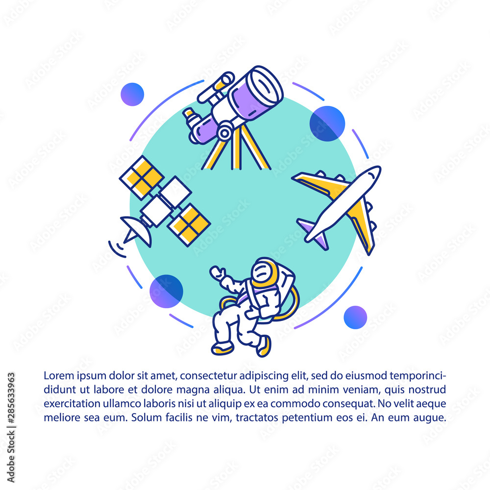 Aerospace industry article page vector template. Space aviation ...
