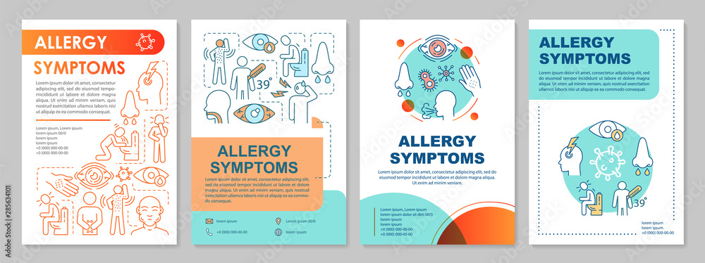 Allergy symptoms brochure template layout. Reaction to allergens. Flyer ...