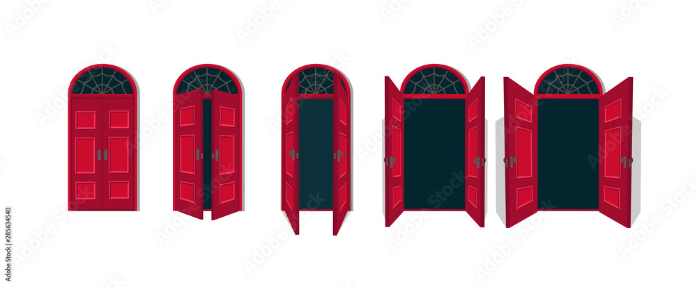 Cartoon vector illustration of the open and closed doors. Stock Vector ...