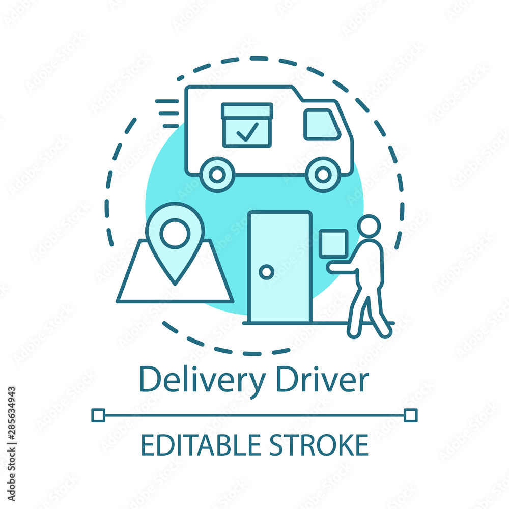 Delivery driver concept icon. Service worker idea thin line ...