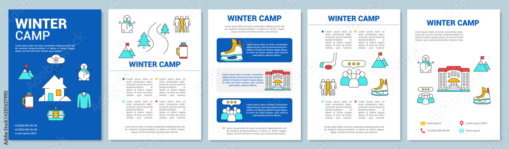 Winter, snowy mountains resort brochure template layout. Flyer, booklet ...