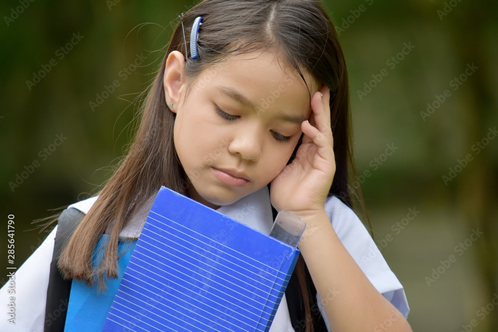 Young Filipina Child Girl Student And Sadness Stock Photo | Adobe Stock
