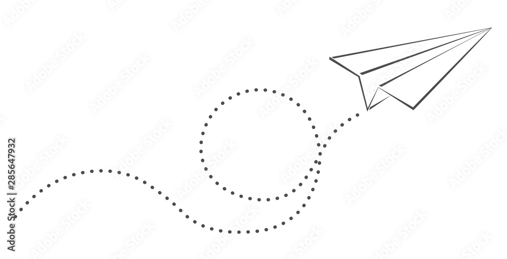 simple paper plane and spiral flight path vector illustration Stock ...