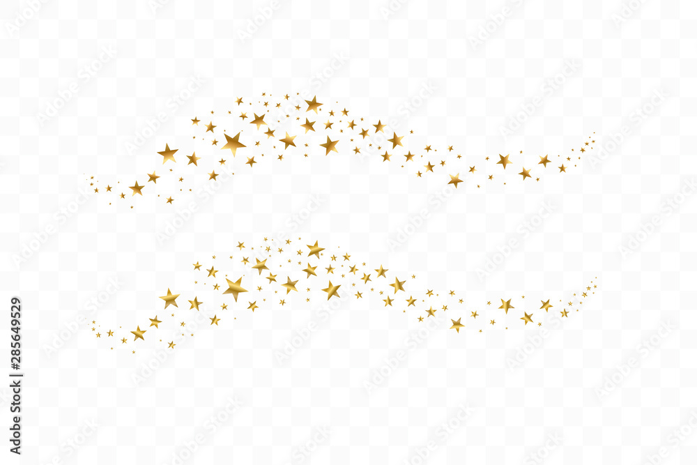 Falling golden stars. Cloud of golden stars isolated on transparent ...